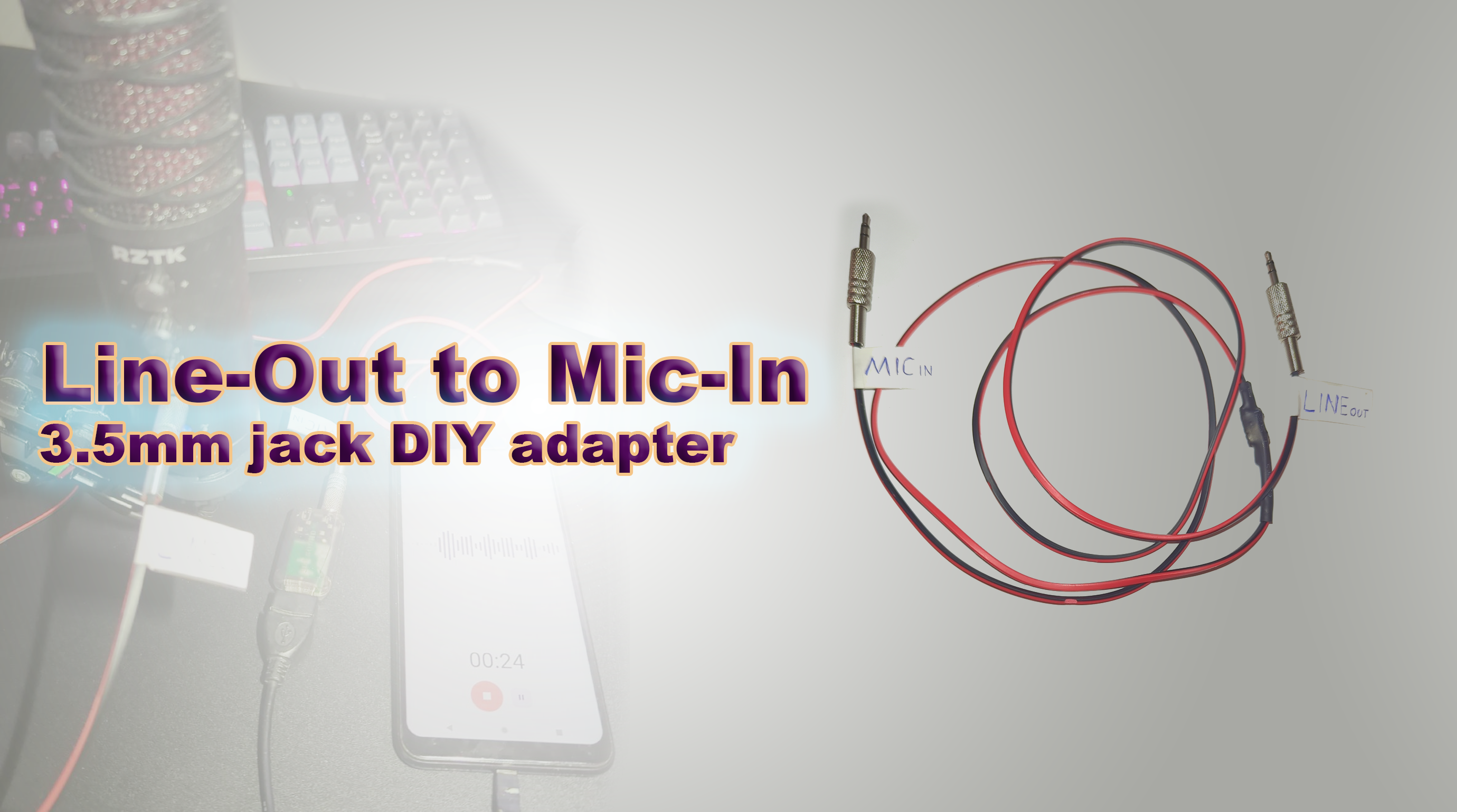 Making an adapter to connect 3.5mm sound jack line output to microphone ...